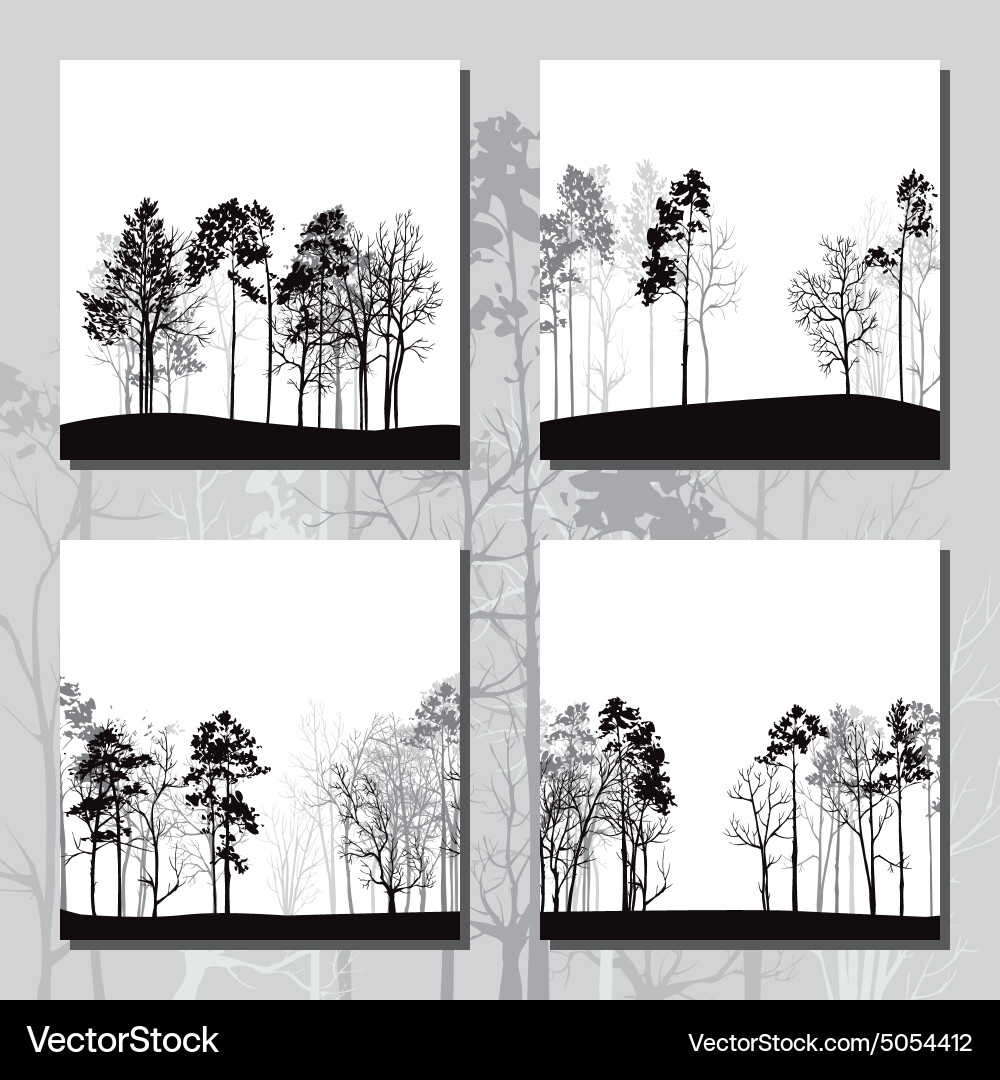 Set of different landscapes with pine trees Vector Image