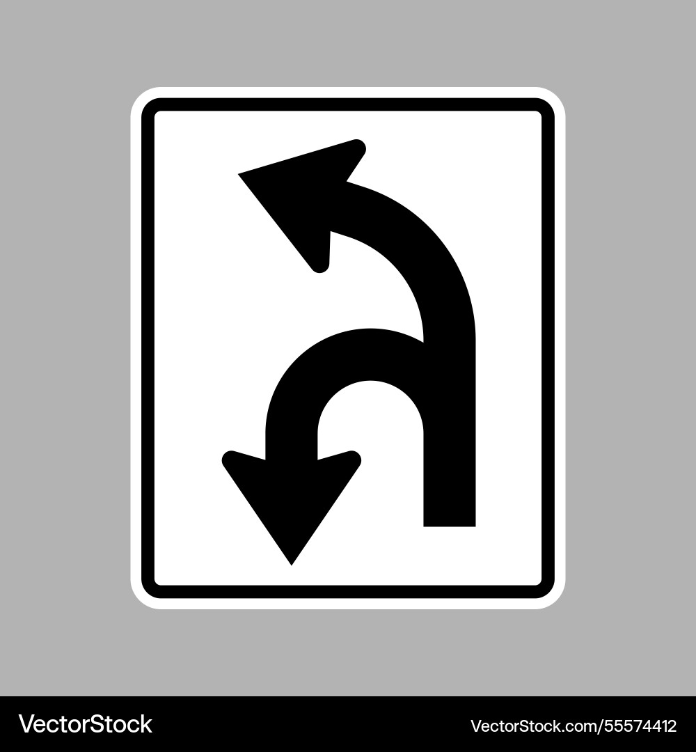 U and left turn sign arrows Royalty Free Vector Image