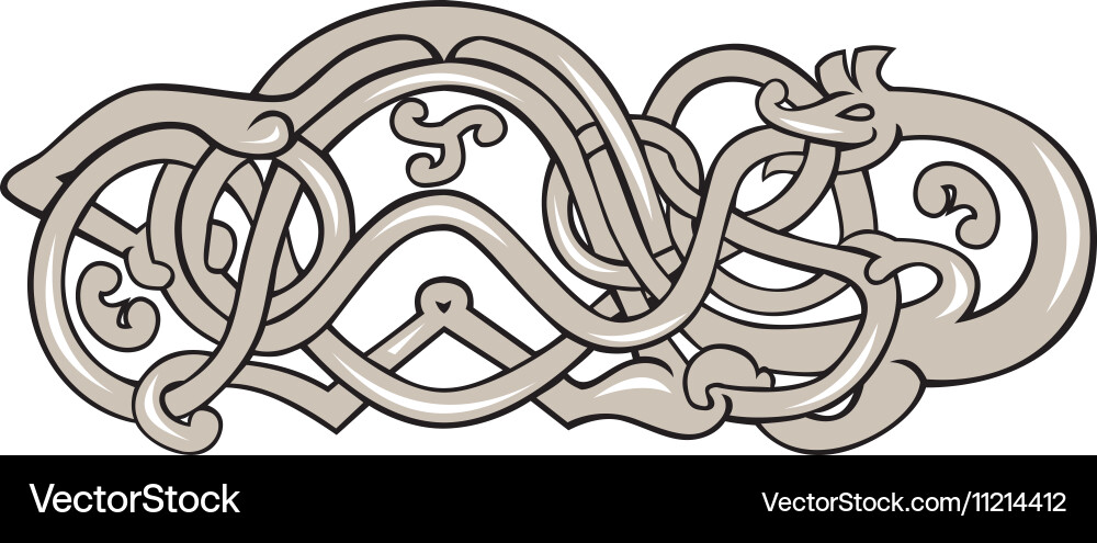Urnes snake extended stomach retro Royalty Free Vector Image