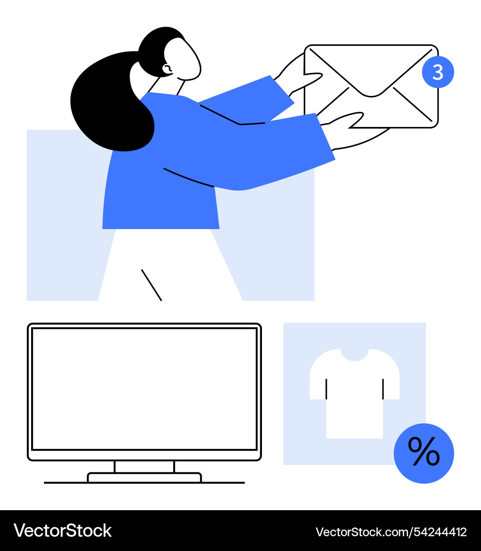 Woman receiving email notifications with shopping Vector Image
