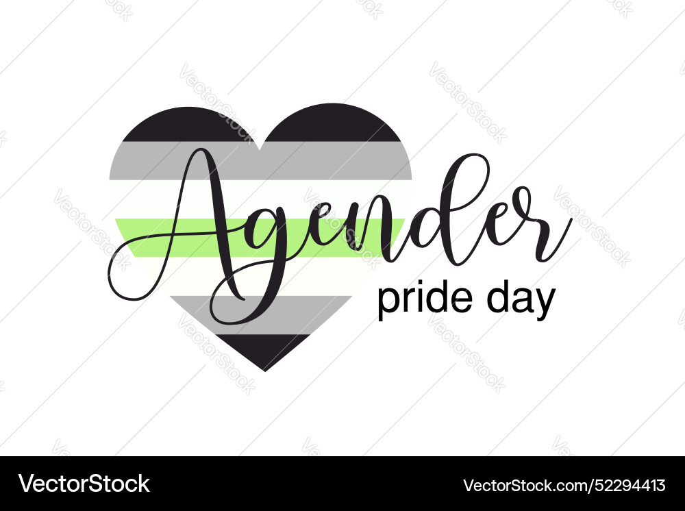 Agender pride day lgbtq month rights Royalty Free Vector