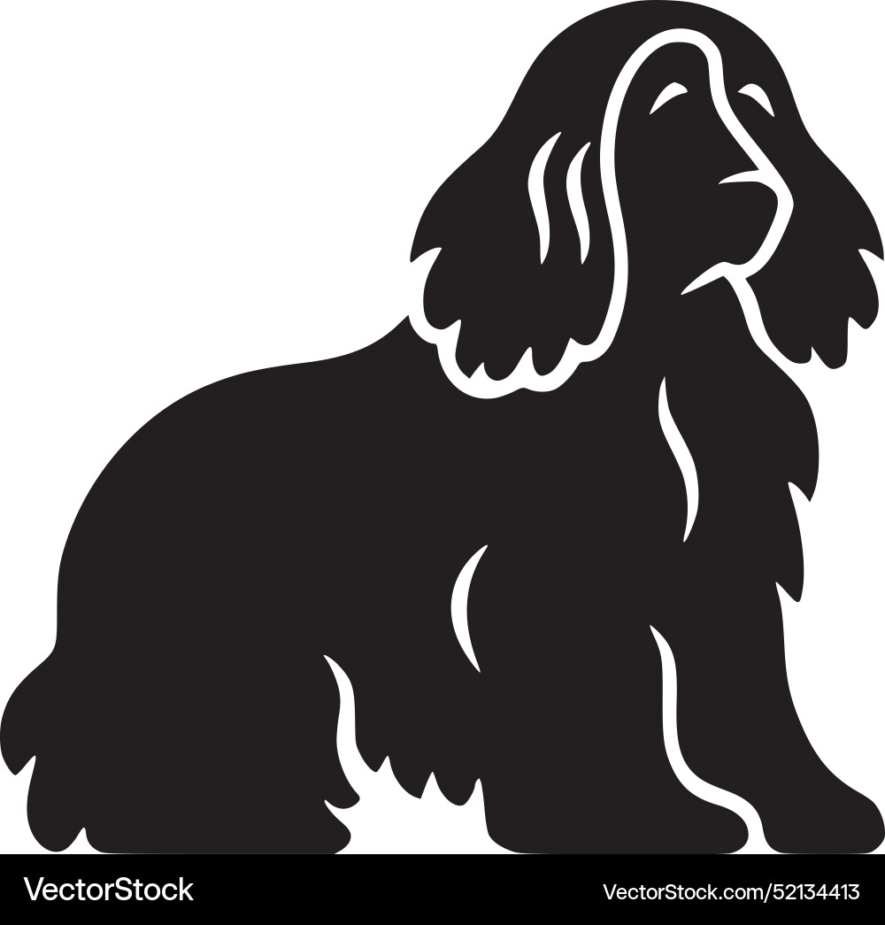 Cocker spaniel - black and white isolated icon Vector Image