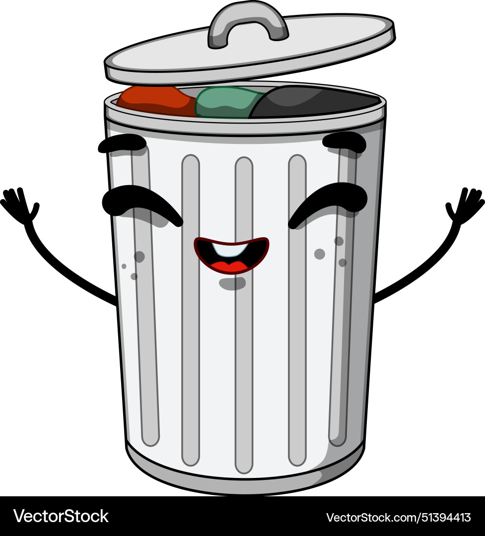 Green trash bin character cartoon Royalty Free Vector Image