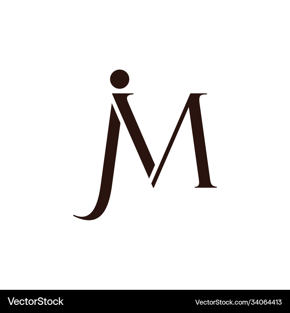 Letter jm simple linked font logo Royalty Free Vector Image
