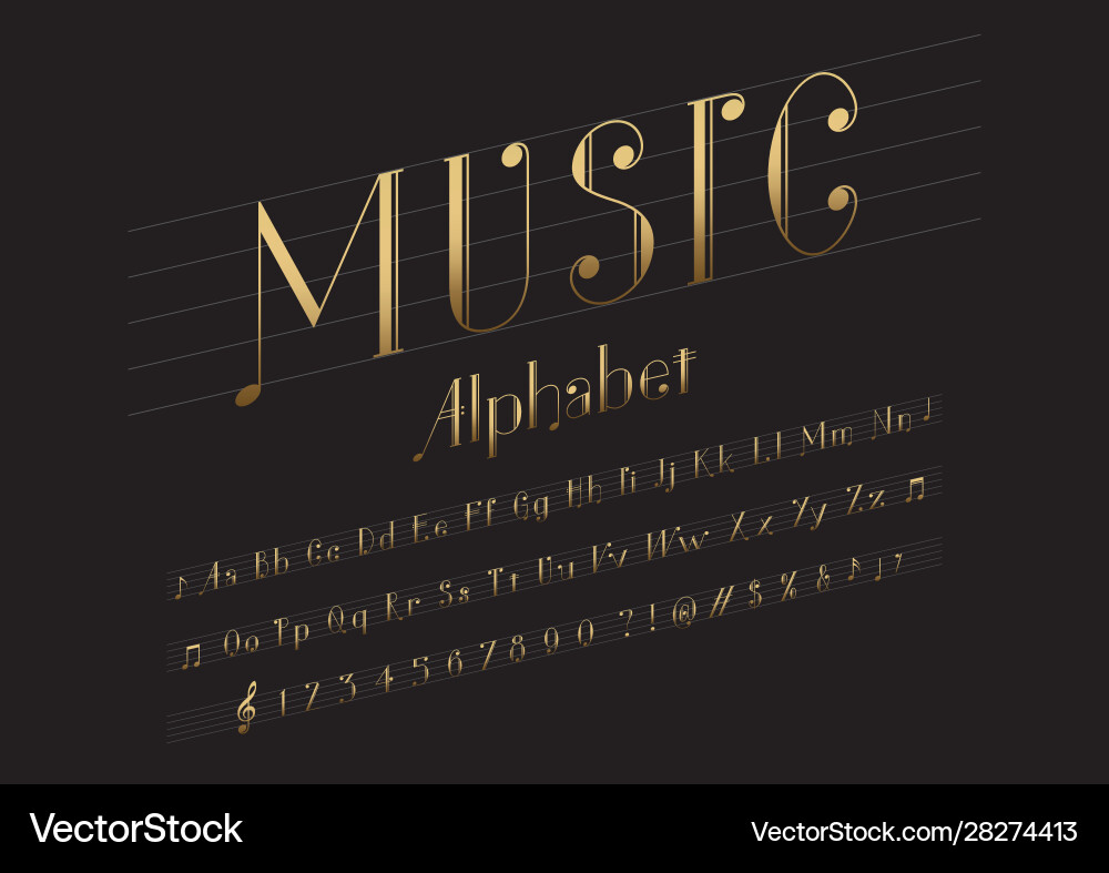 Music font Royalty Free Vector Image - VectorStock