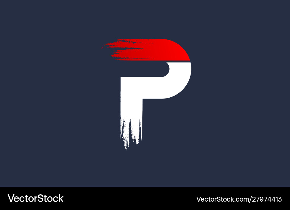 P white red blue alphabet letter with grunge Vector Image