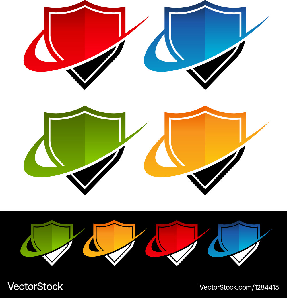 Swoosh shield logo icons Royalty Free Vector Image