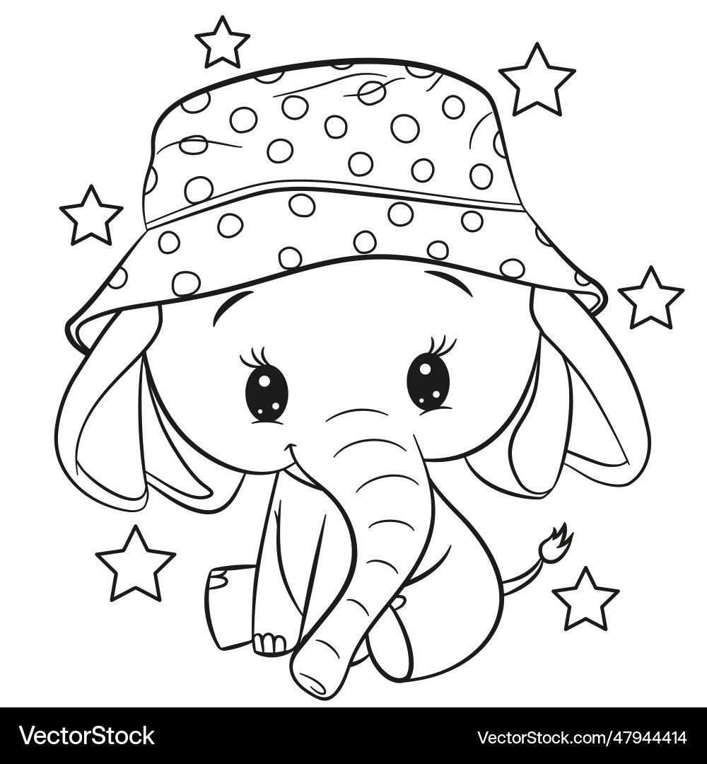 Cartoon elephant outlined for coloring book Vector Image