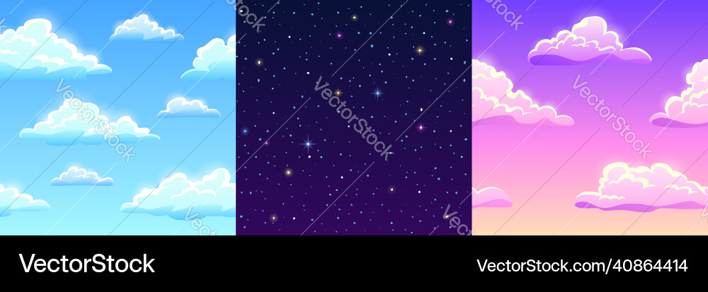 Cloud & Star Seamless Patterns Royalty Free Vector Image
