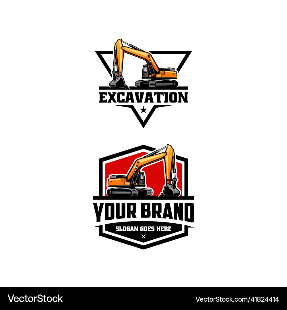 Excavator - construction logo Royalty Free Vector Image
