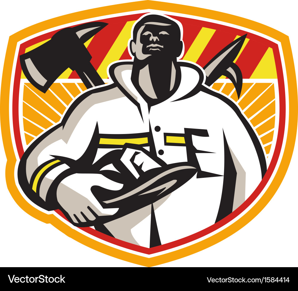 Fireman firefighter axe hook pike pole Royalty Free Vector