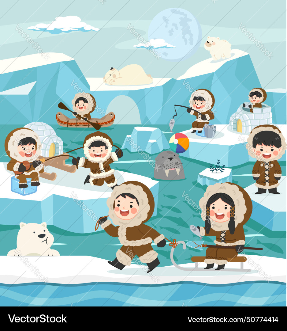 Inuit eskimo adventure north pole arctic Vector Image
