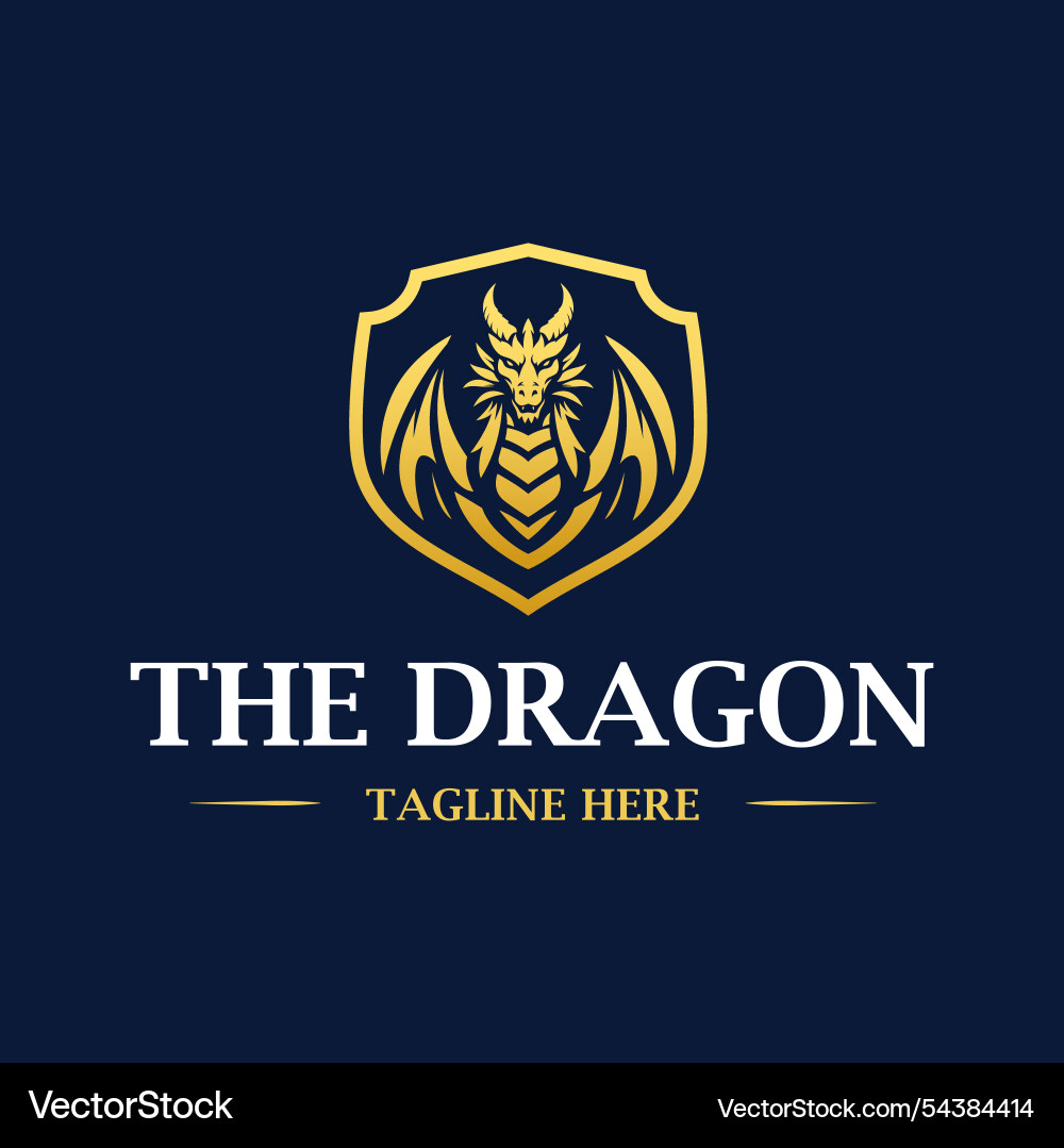 Luxury logo template with angry roar dragon legend