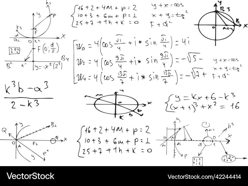 Mathematical scientific formulas and expressions Vector Image