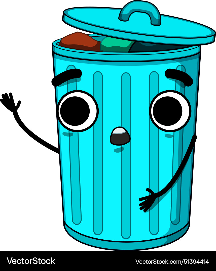 Sign trash bin character cartoon Royalty Free Vector Image