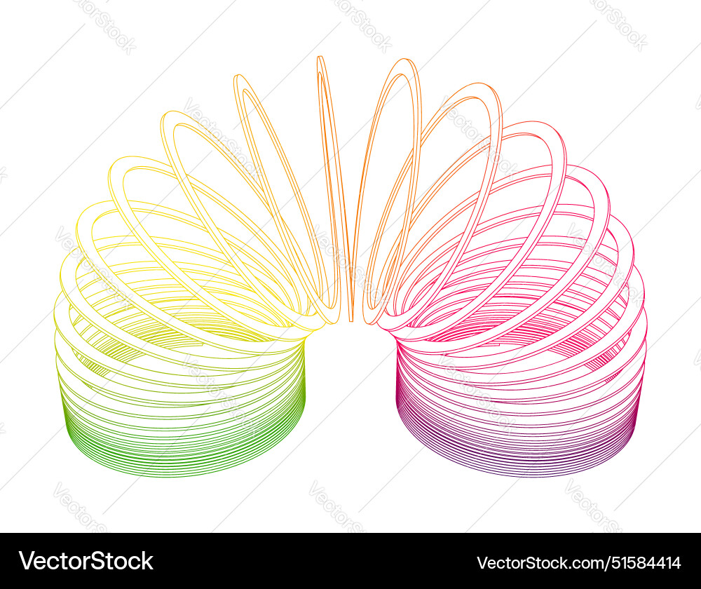 Slinky rainbow plastic helix spring toy outline Vector Image