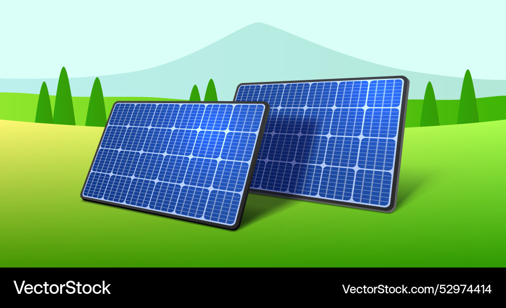 Solar panel electricity generation nature ecology Vector Image