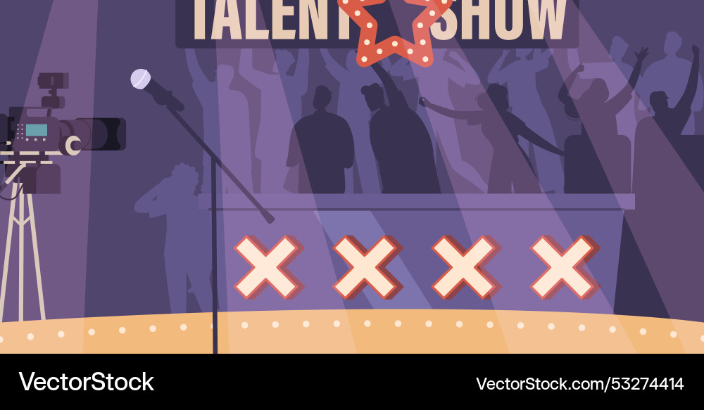 Vibrant talent show stage illuminated with lights Vector Image