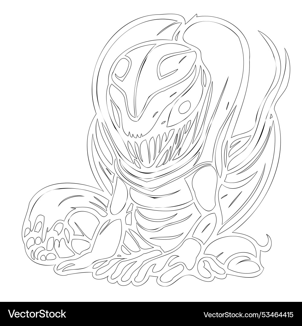 Alien monster outline sketch Royalty Free Vector Image