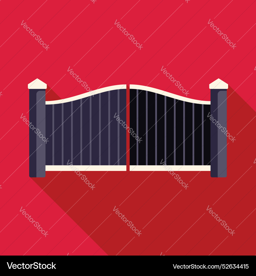 Black metal gate protecting property with red Vector Image