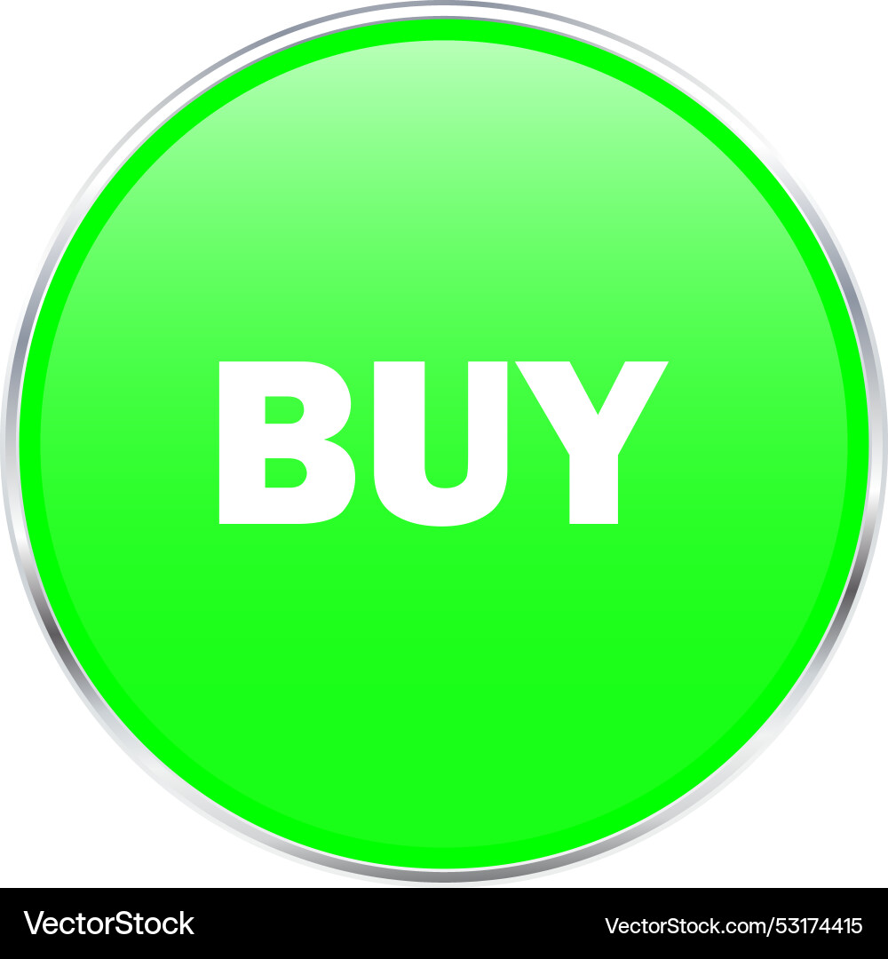 Buy button in green with silver icon Royalty Free Vector
