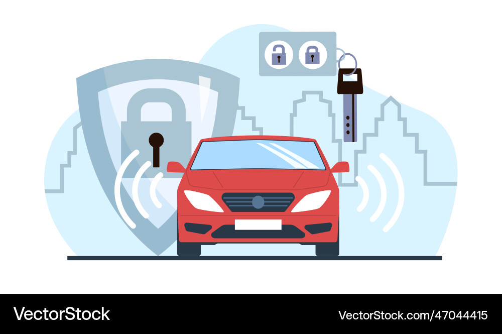 Car alarm anti theft system automobile Royalty Free Vector