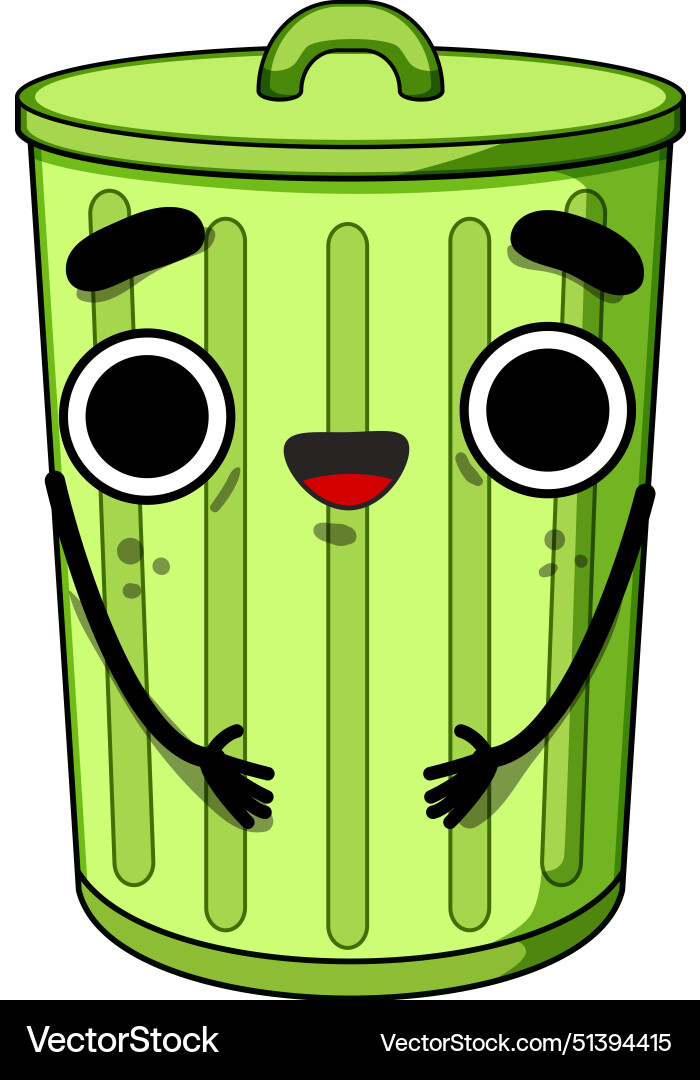 Cute Trash Bin Character Cartoon Royalty Free Vector Image