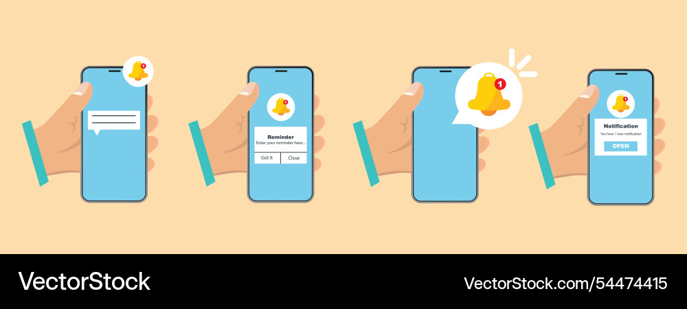 Hand holding smartphone with reminder message Vector Image