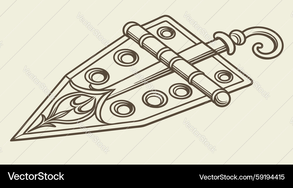 Ornate antique metal hinge decorative element Vector Image