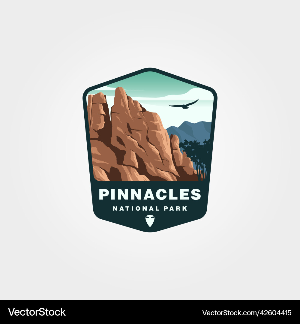 Pinnacles national park patch logo symbol design Vector Image