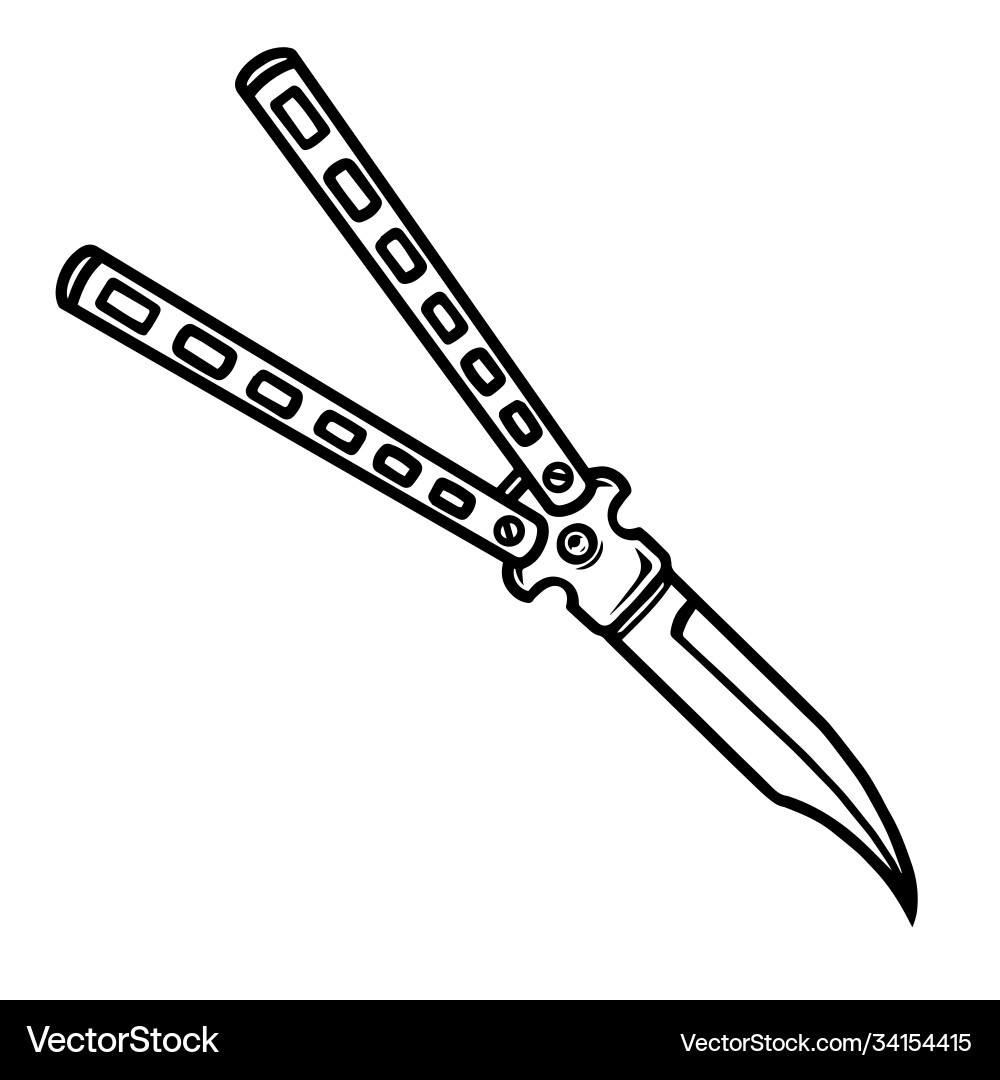 Sharp butterfly knife concept Royalty Free Vector Image