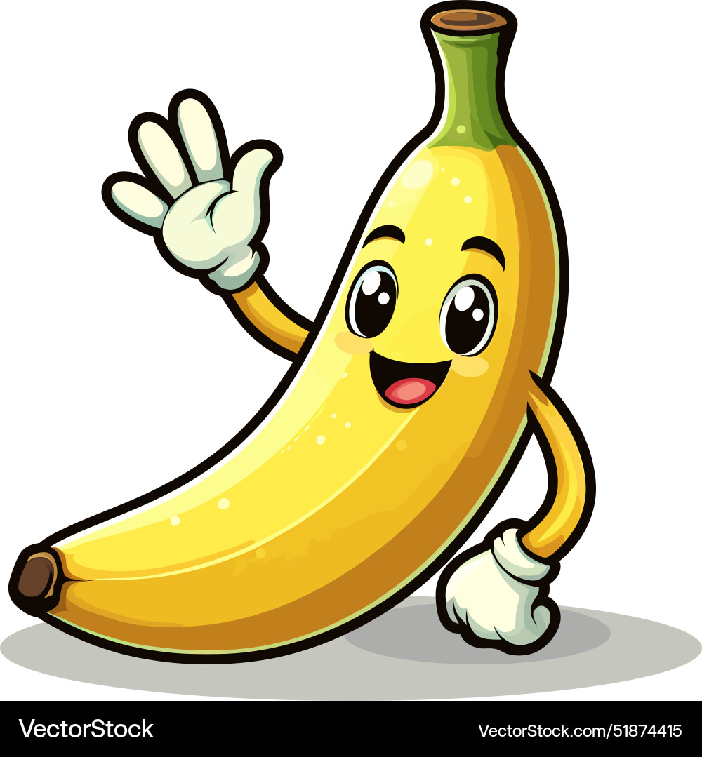 Smiling banana cartoon mascot comic Royalty Free Vector