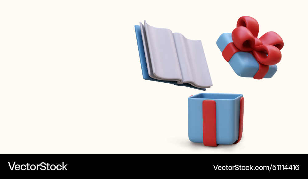3d realistic gift book on white background Vector Image