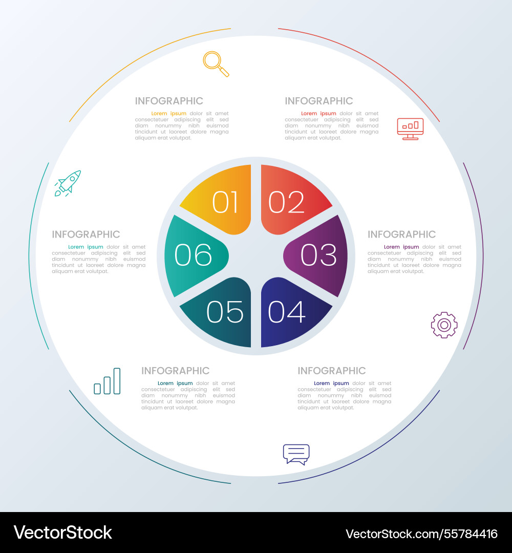6 steps of circular presentation infographic Vector Image