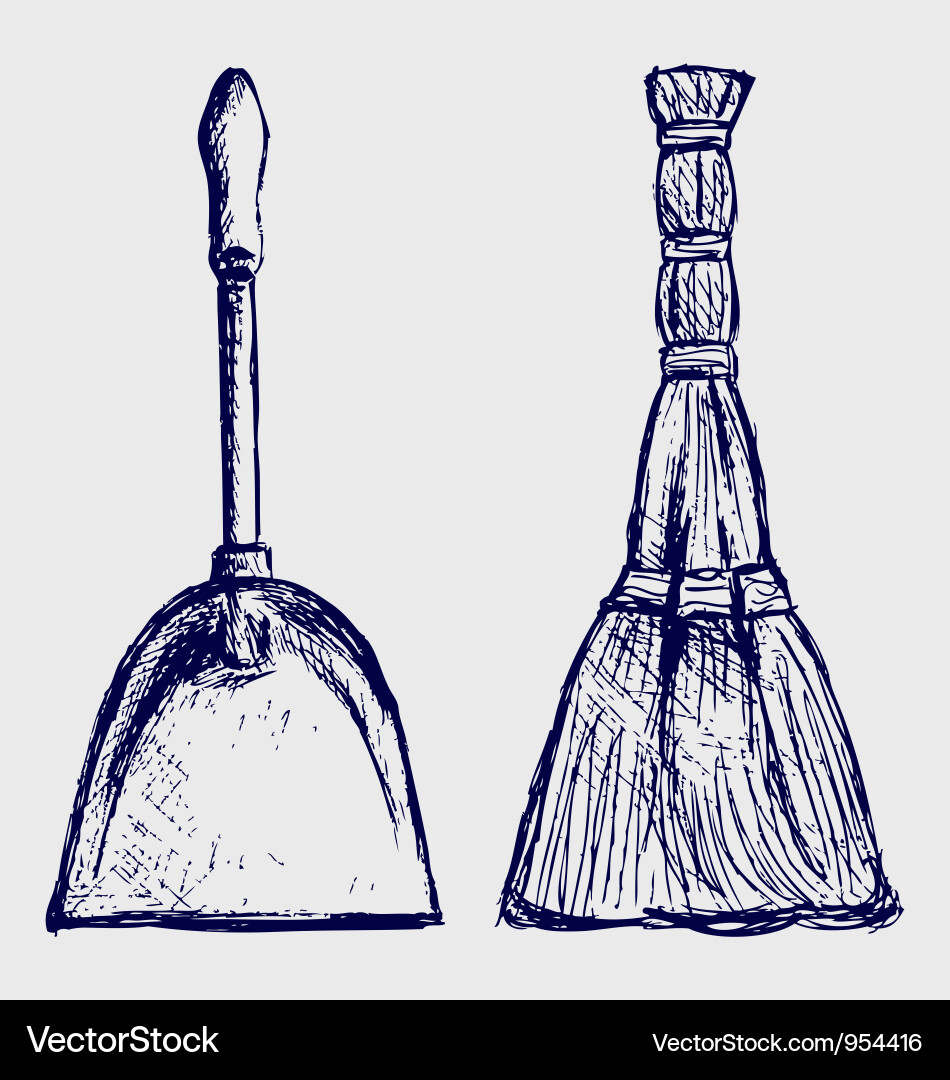 Broom and dustpan Royalty Free Vector Image - VectorStock