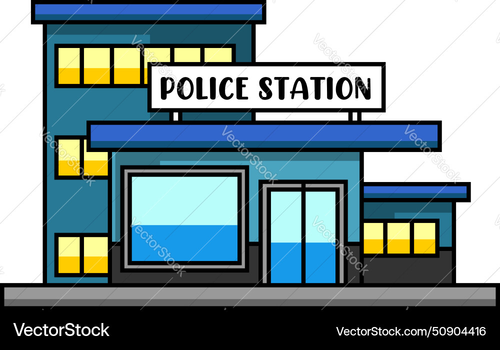 Cartoon police building Royalty Free Vector Image