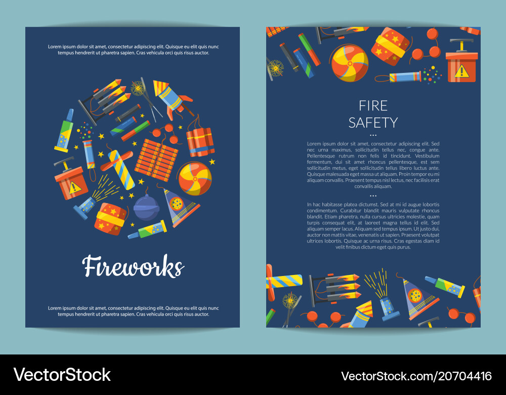 Cartoon pyrotechnics card Royalty Free Vector Image