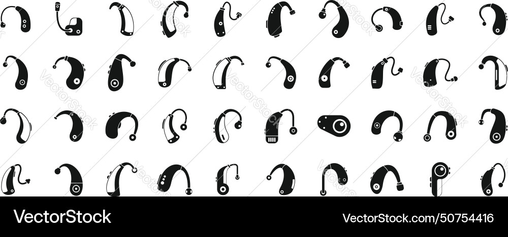 Hearing aid icons set simple volume loud Vector Image