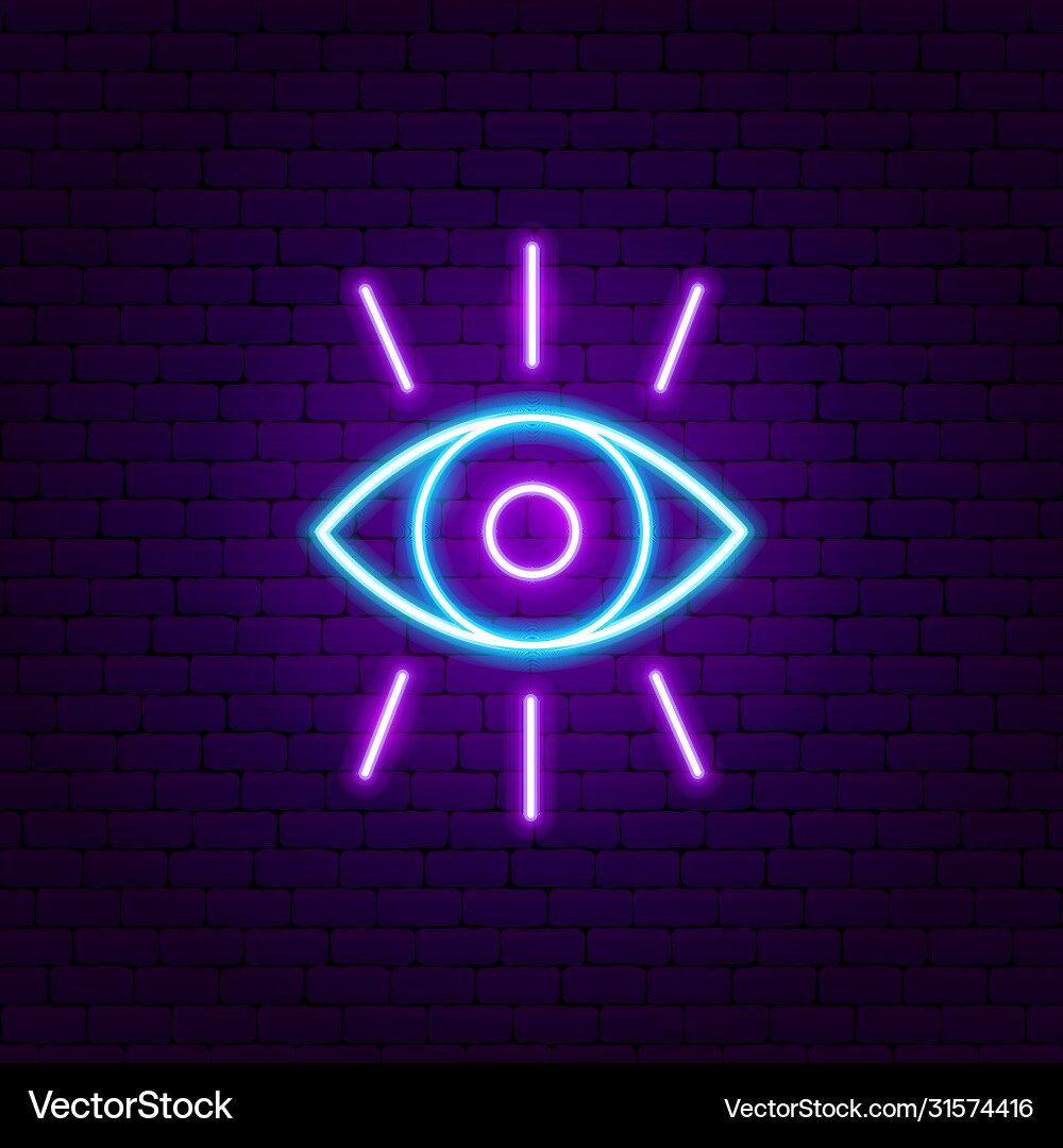 Neon Eye Vision Sign Royalty Free Vector Image