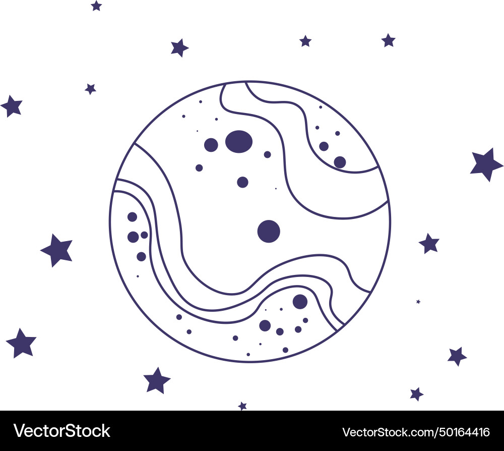 Planet celestial body with stars cosmos design Vector Image