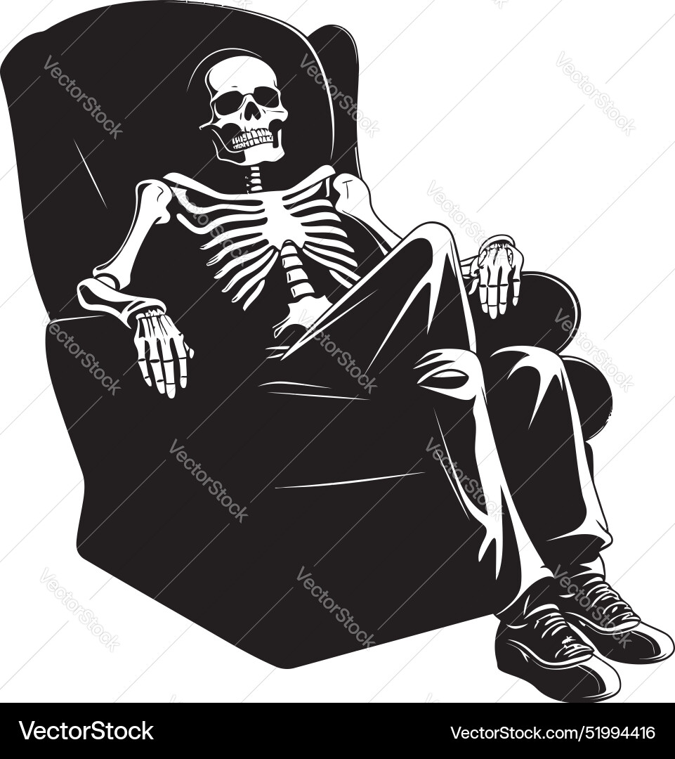 Serene skeleton sanctuary recliner cove black Vector Image