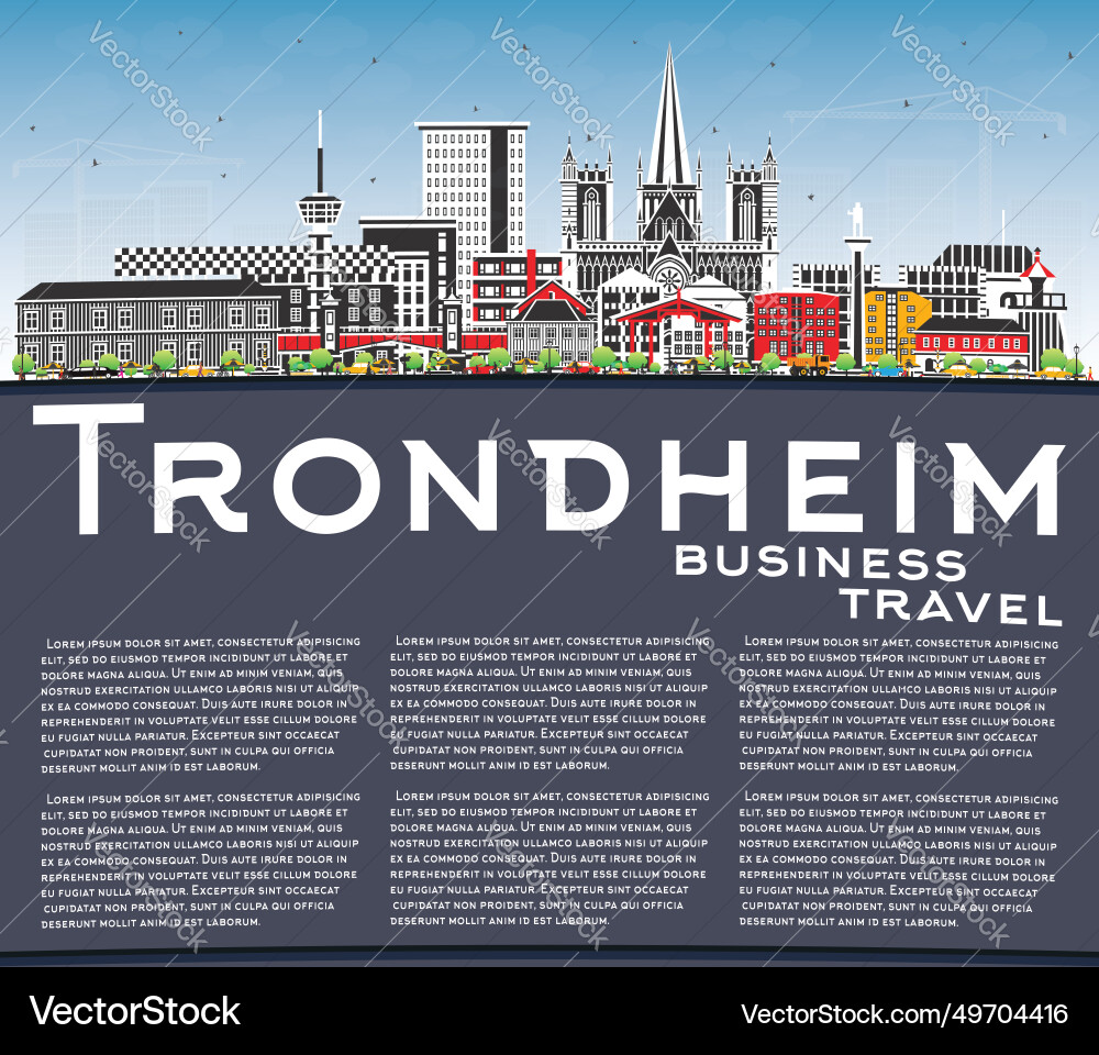 Trondheim Cityscape, Norway Royalty Free Vector Image