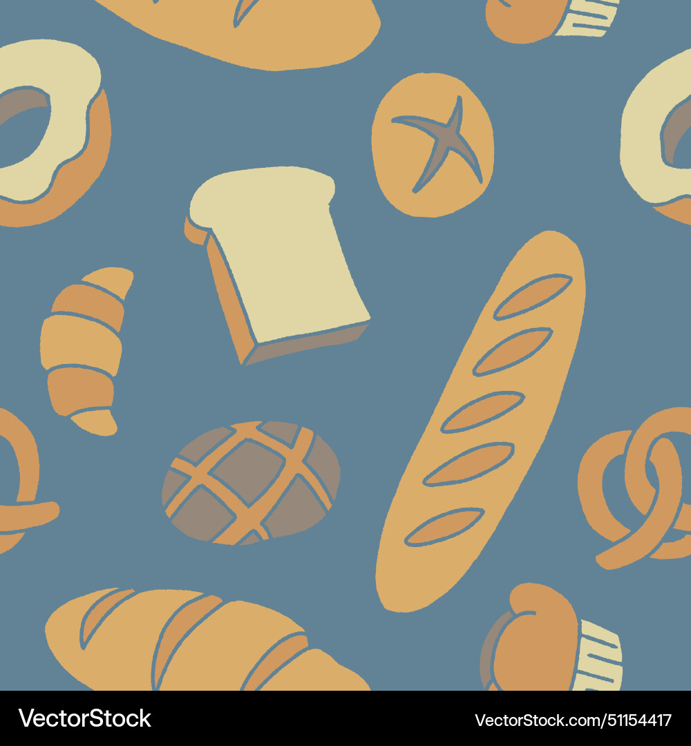 Bakery bread baked seamless pattern design Vector Image