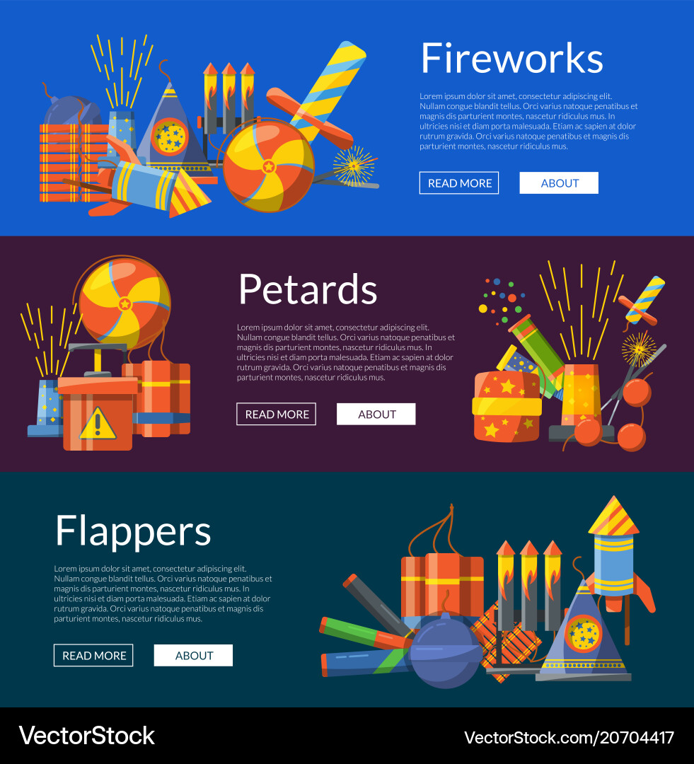 Cartoon pyrotechnics banners Royalty Free Vector Image