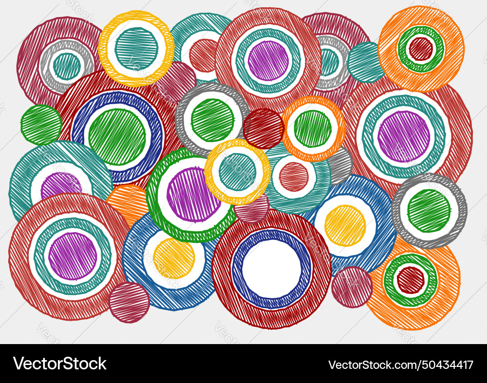 Colorful cycle sketch pen shading effect Vector Image