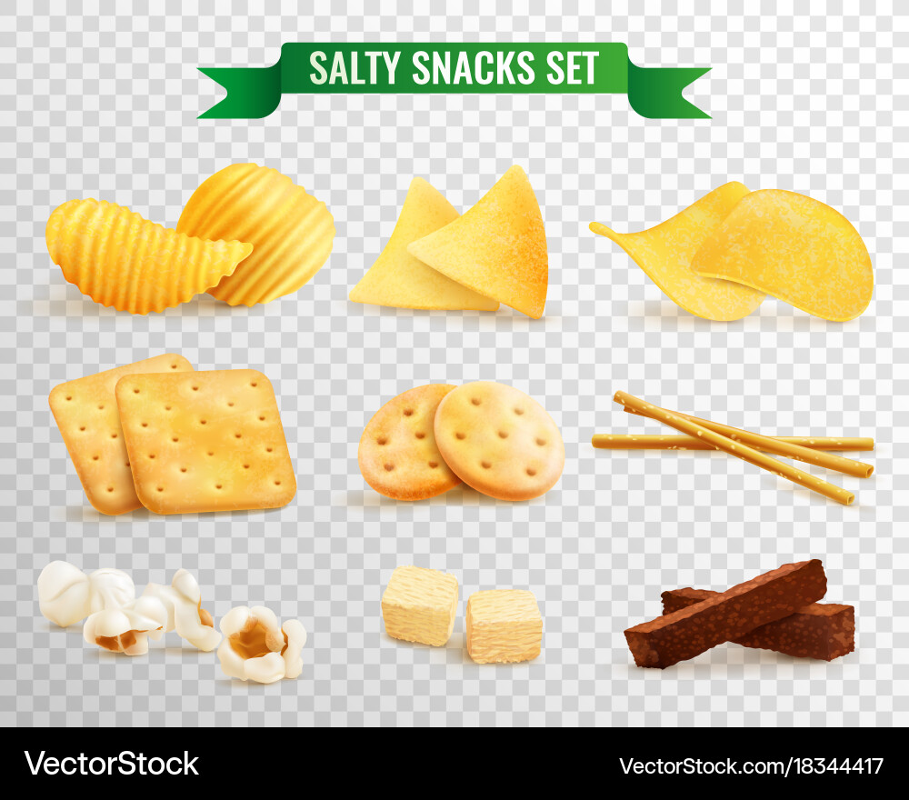 Crispy snacks transparent set Royalty Free Vector Image
