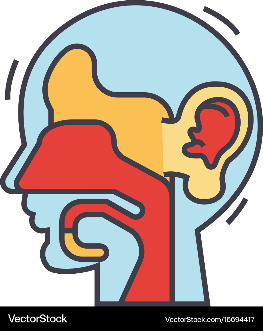 Ear nose throat ent concept line icon Royalty Free Vector