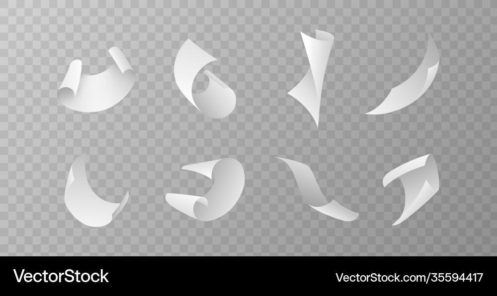Flying papers set blank white paper sheet Vector Image