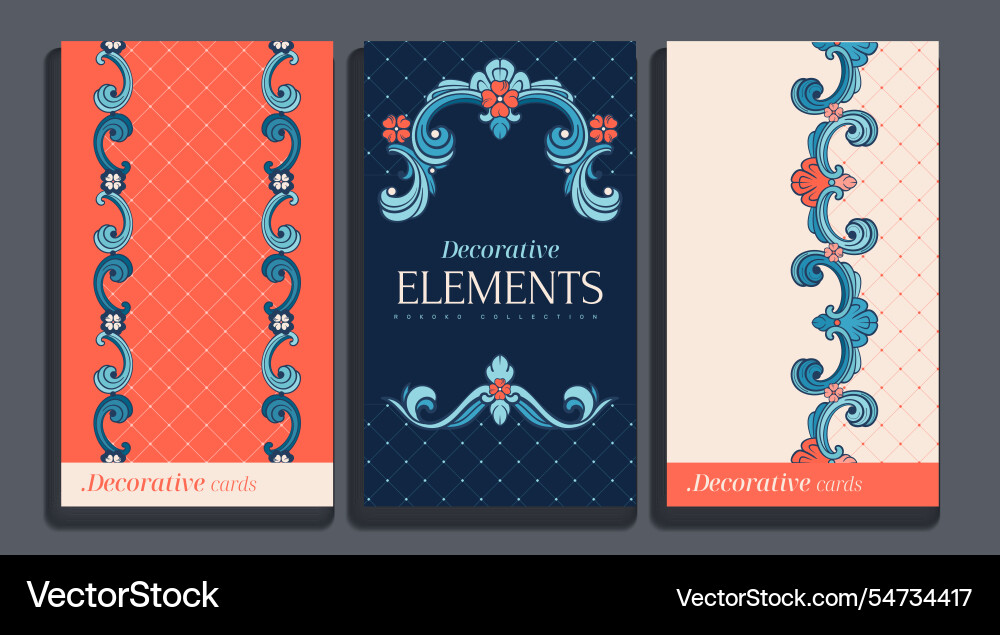 Ornate decorative cards with floral patterns Vector Image