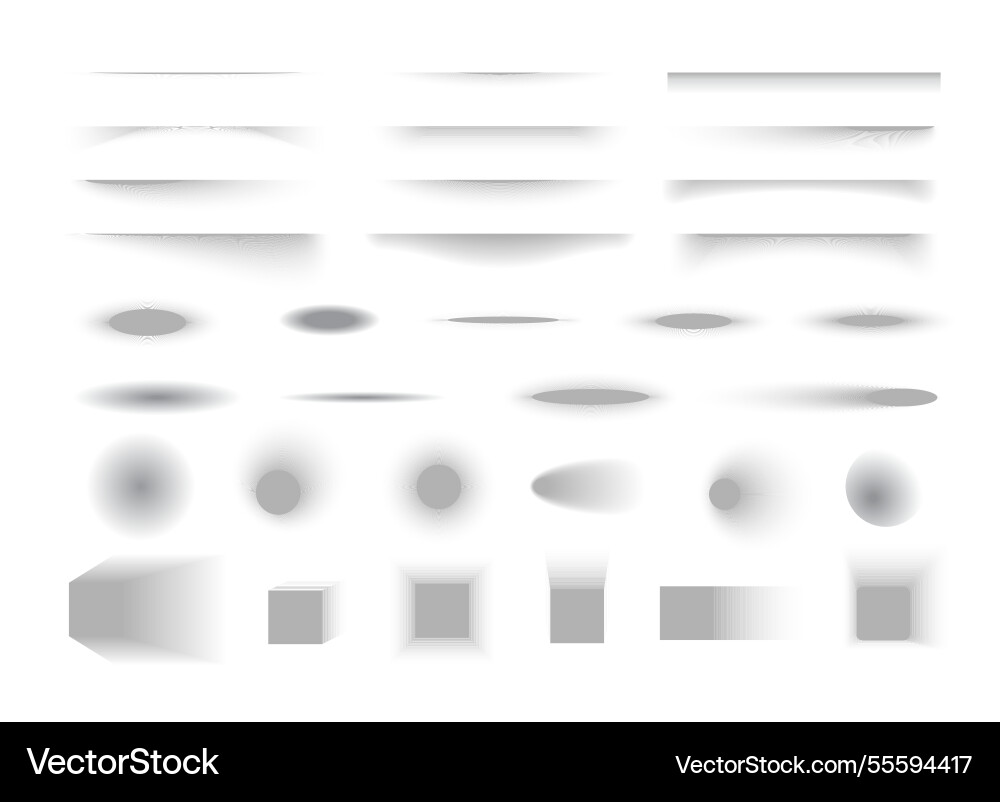 Various shadow effects set realistic soft Vector Image